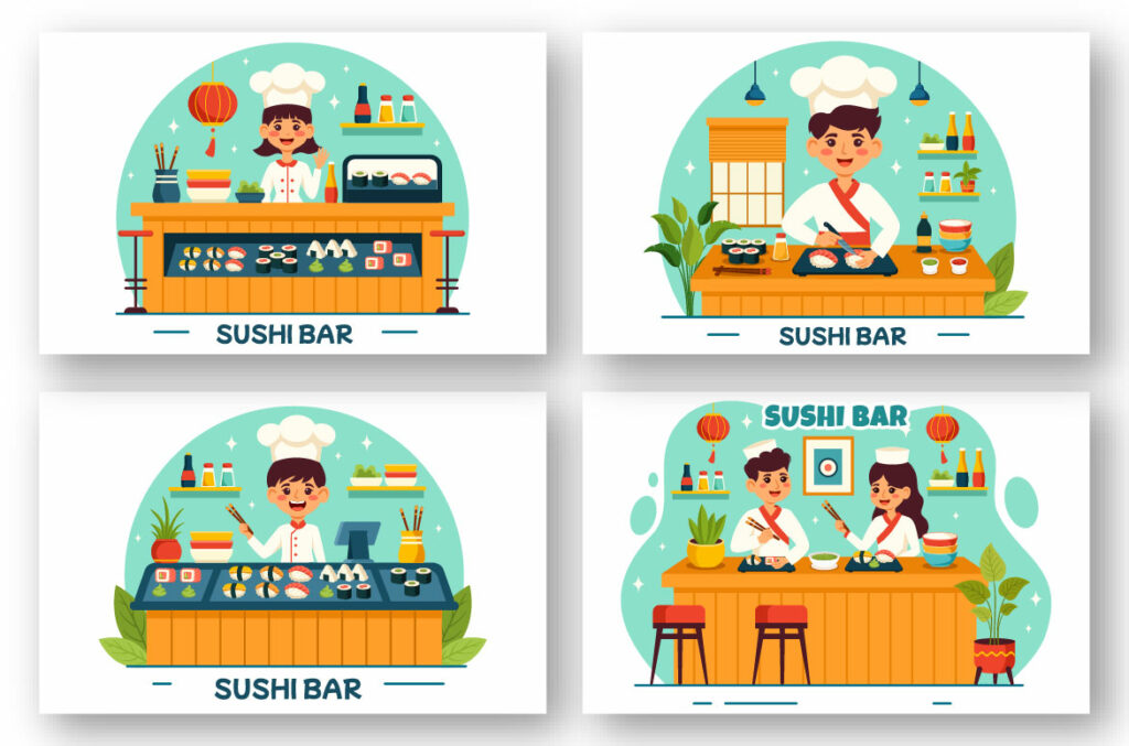 12 Sushi Bar Illustration - MasterBundles