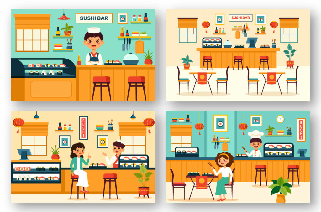 12 Sushi Bar Illustration - MasterBundles