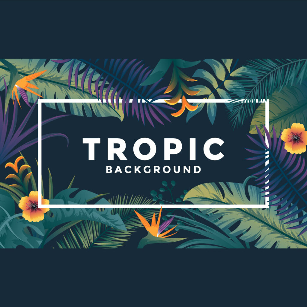 Various Tropical Background with Jungle Plants - MasterBundles