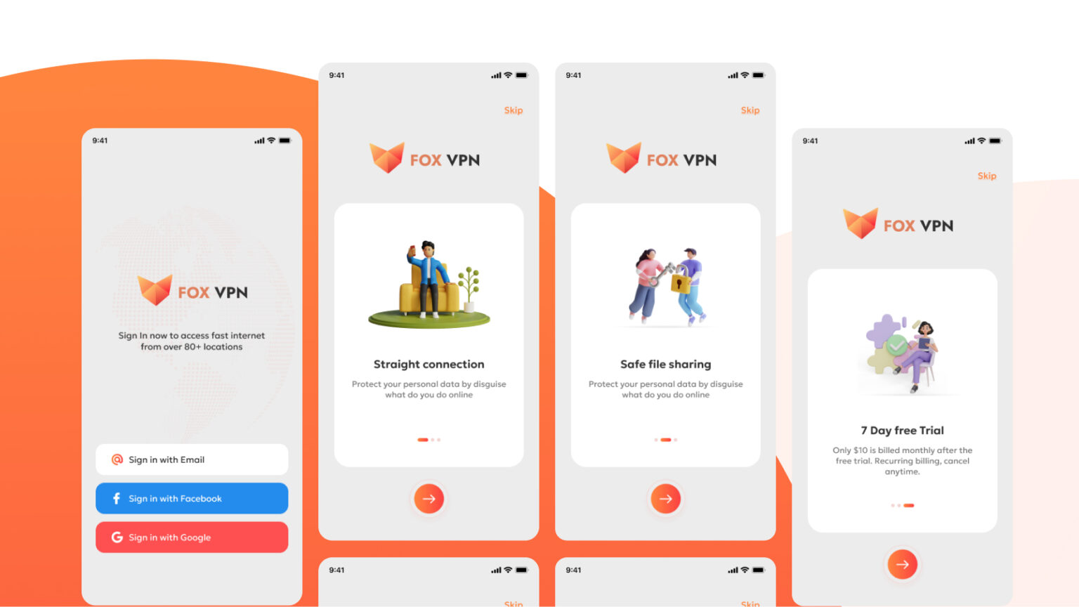 VPN Connecting App Template - 20+ Screens in Figma Format - MasterBundles