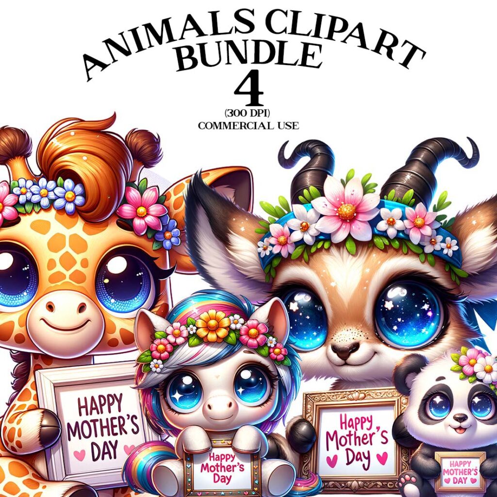Mothers Day Animals Clipart Bundle | Clipart Bundle - MasterBundles