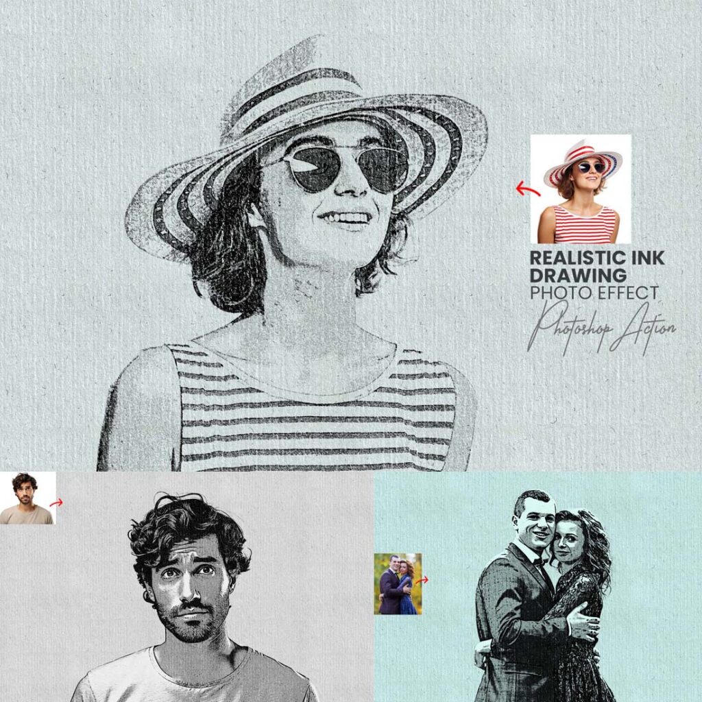 Realistic Ink Drawing Photo Effect - MasterBundles
