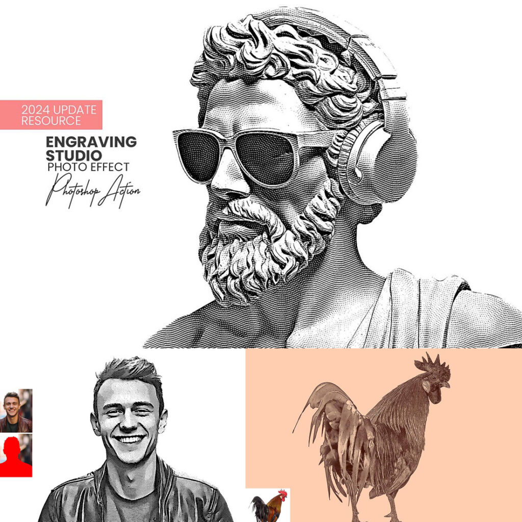 Engraving Studio Photoshop Action - MasterBundles