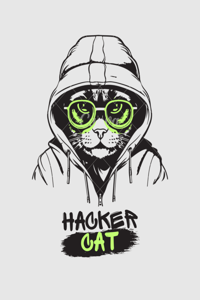 Hacker Cat T-shirt design - MasterBundles