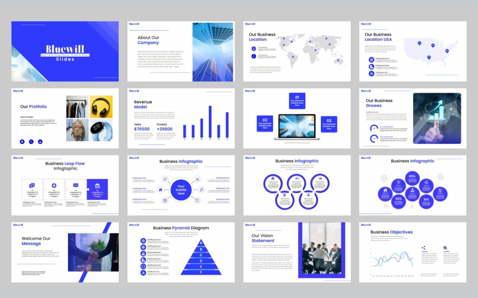 Bluewill- Business Pack PowerPoint templates, Powerful feature design ...