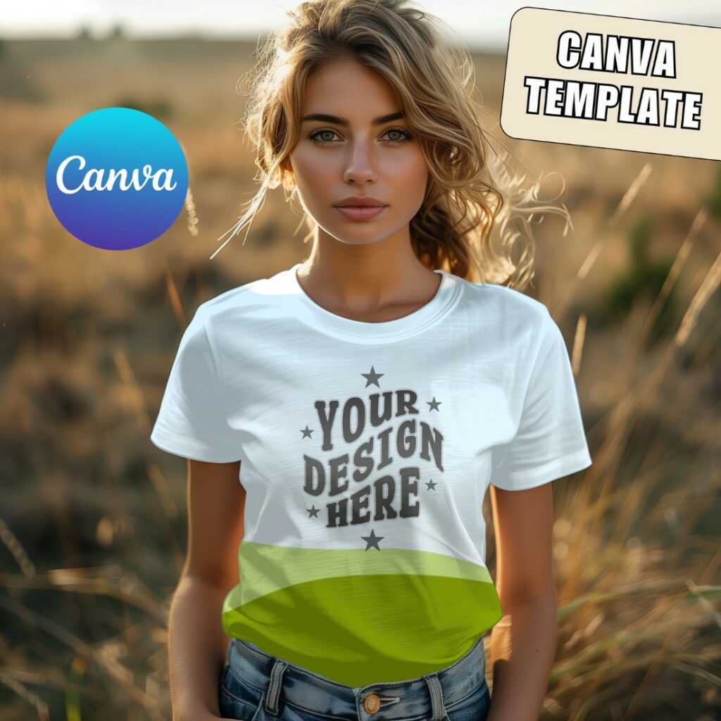 T-Shirt Mockup Canva Bella Canvas 3001 Template + Tutorial - MasterBundles