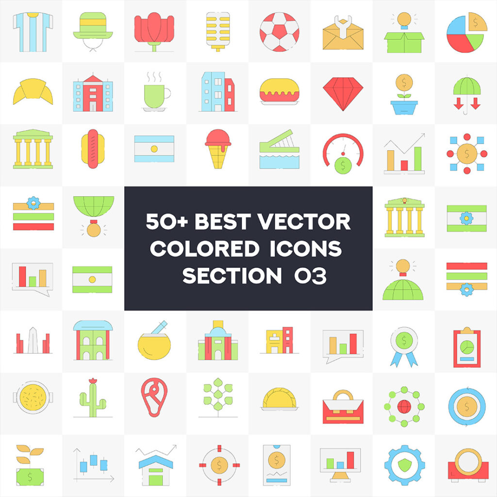 50+ Best Vector Colored icons collection set - MasterBundles