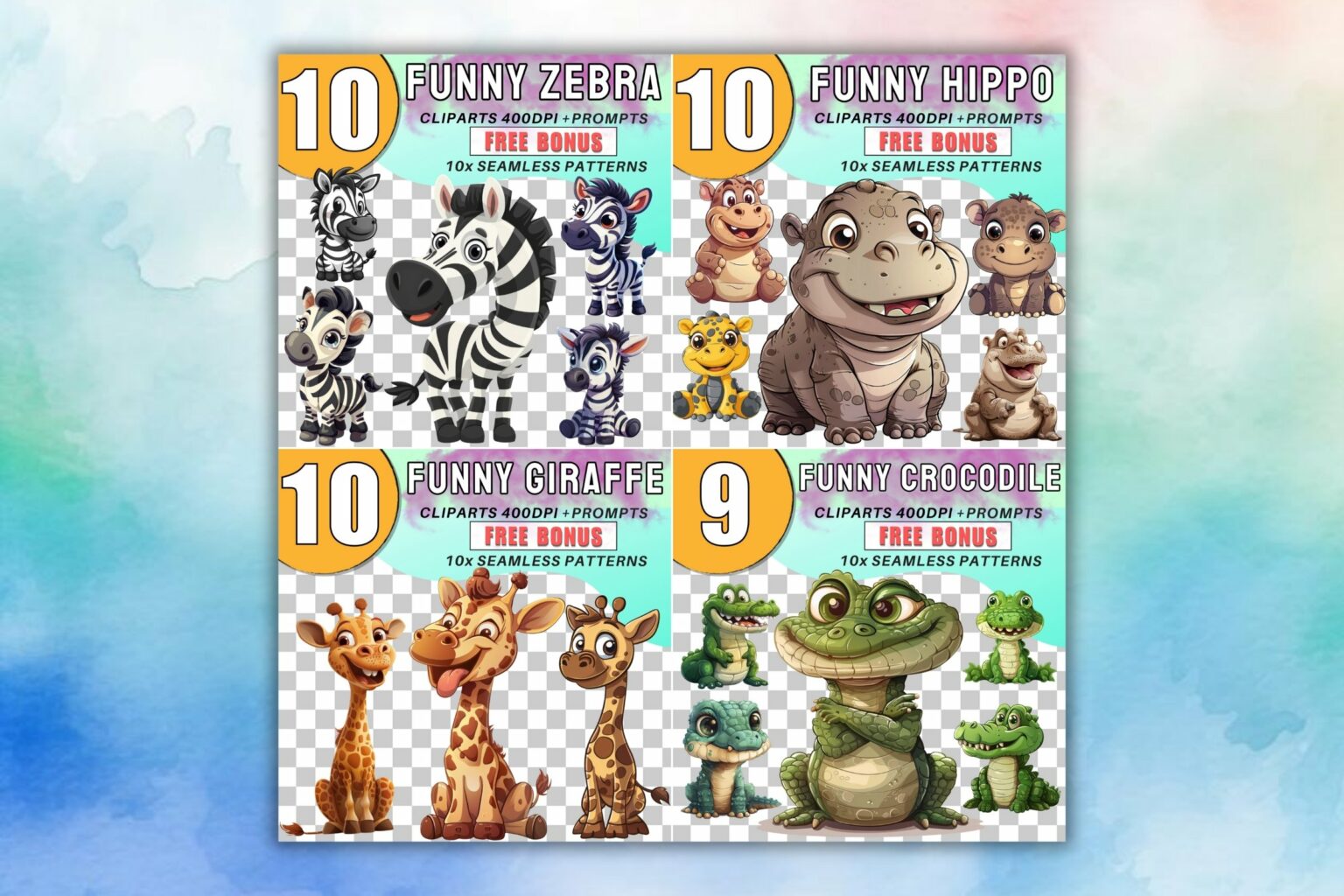 Safari Animal Clipart Bundle Safari Animal Png - MasterBundles