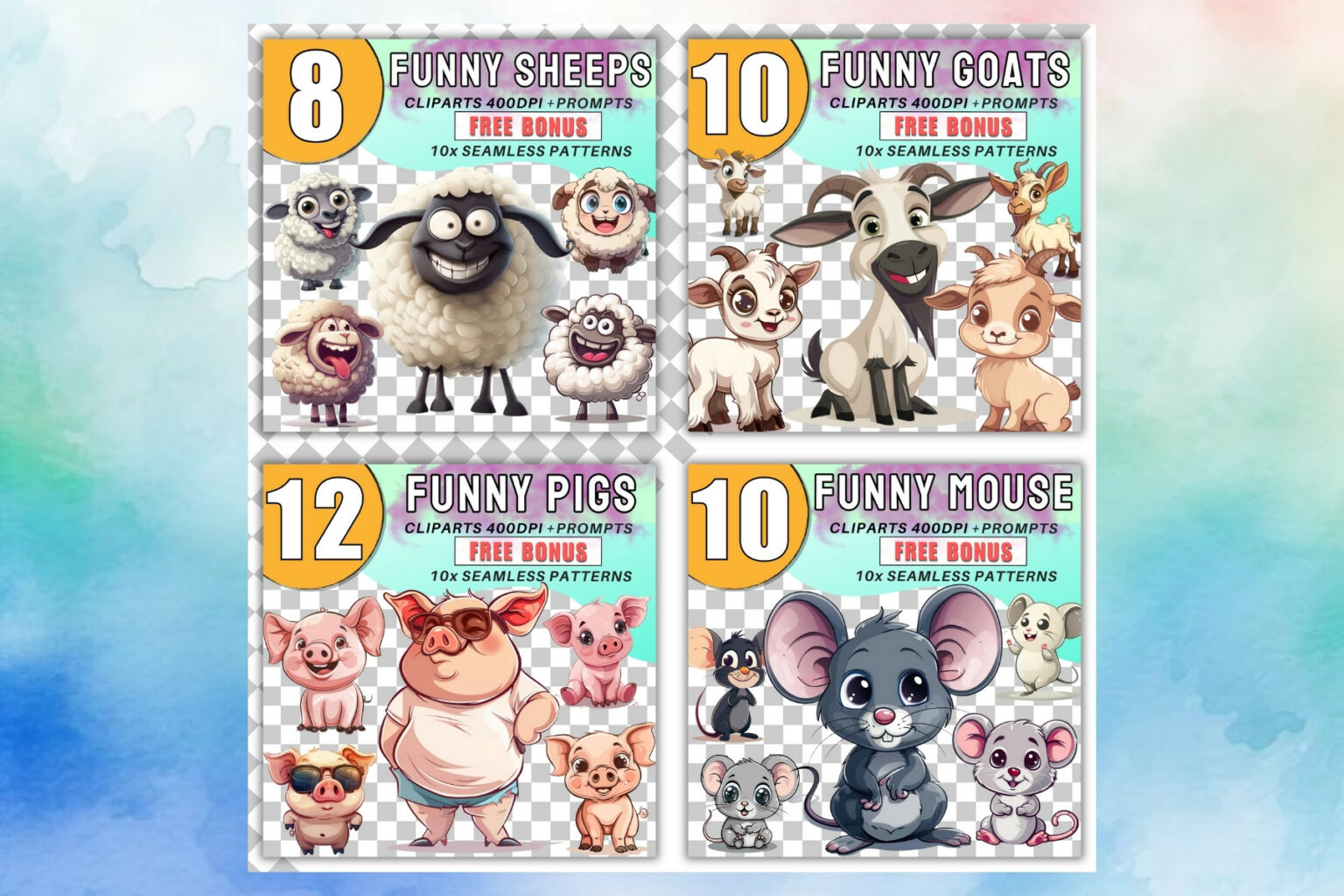 Farm Animal Clipart Bundle Farm Animal png - MasterBundles