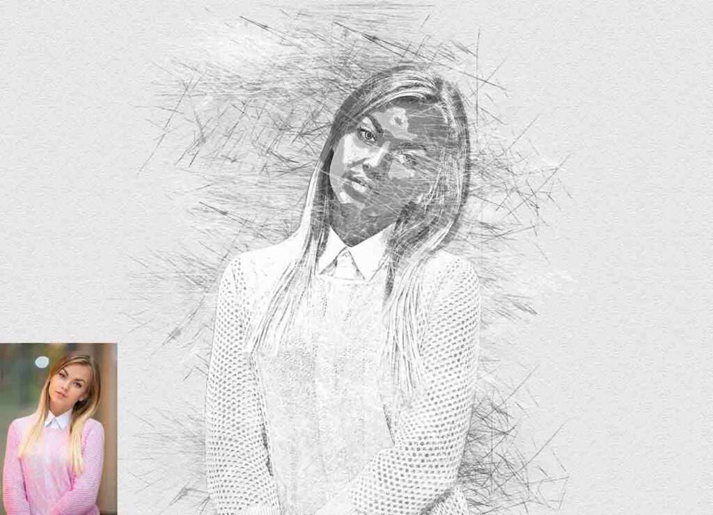 Carbon Sketch Drawing Photoshop Action - MasterBundles