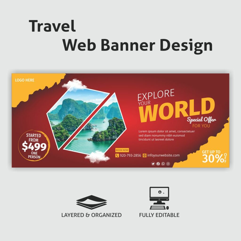 Travel Web Banner Design - MasterBundles