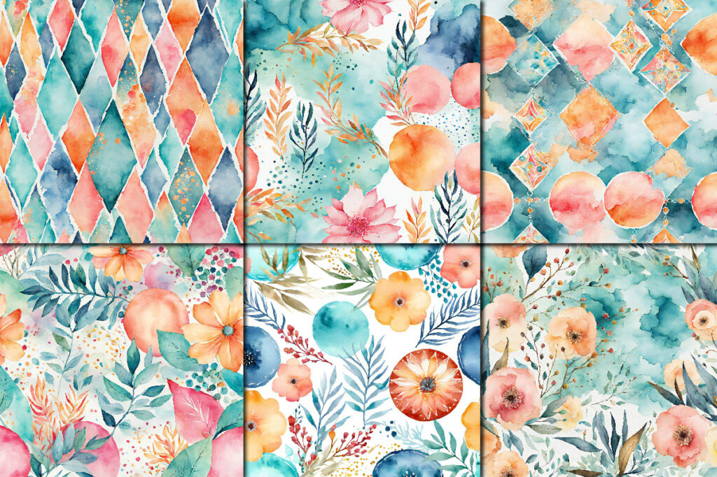 Abstract Watercolor Boho Digital Paper - MasterBundles