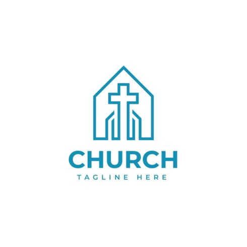 Modern church house line art logo design - MasterBundles