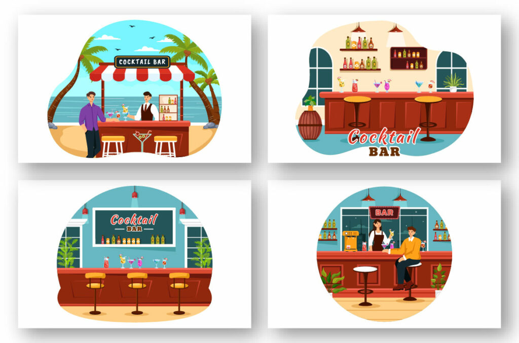 9 Cocktail Bar Illustration - MasterBundles