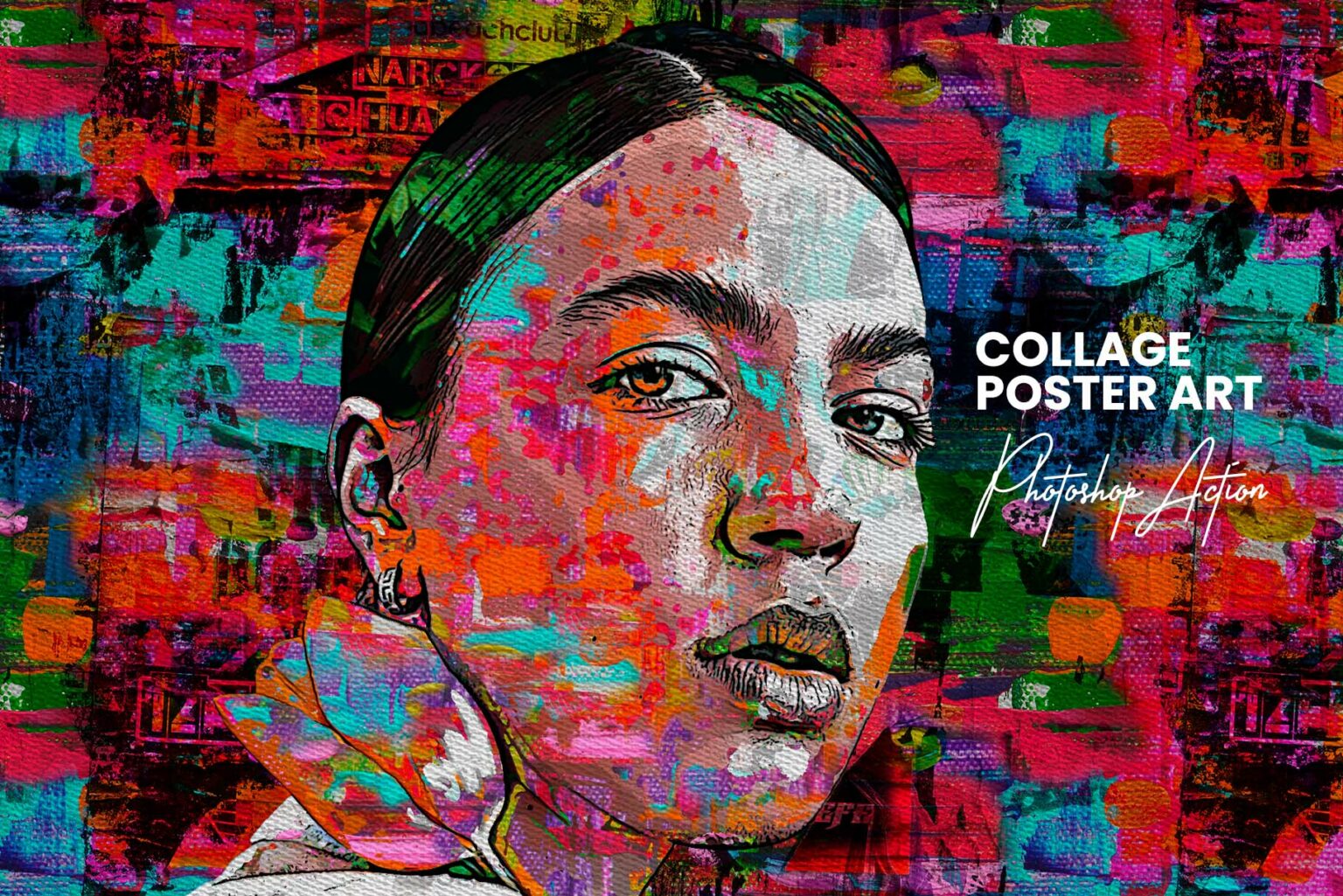 Collage Poster Art Photoshop Action - MasterBundles