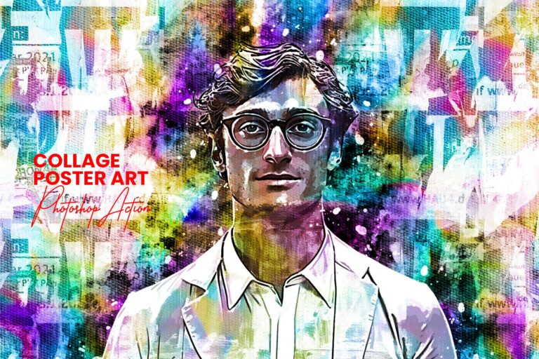 Collage Poster Art Photoshop Action - MasterBundles
