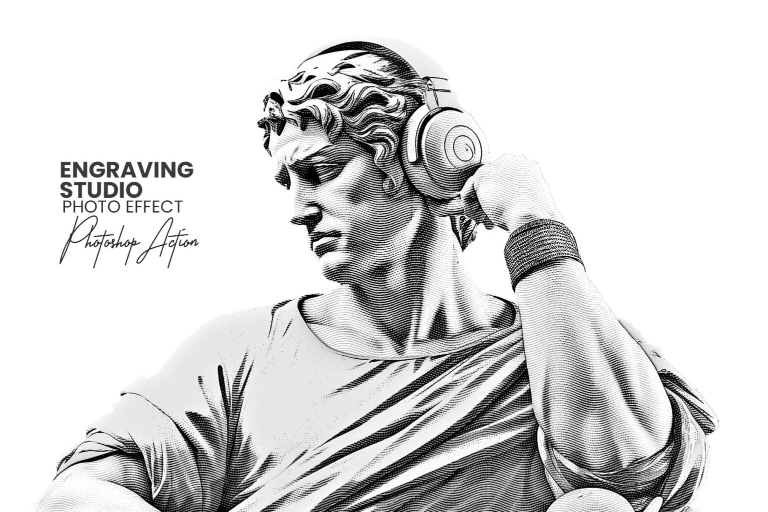 Engraving Studio Photo Effect Photoshop Action - MasterBundles