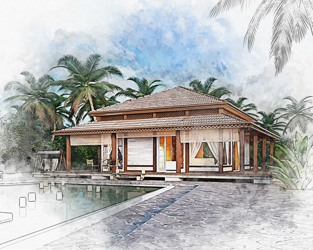 House Watercolor Painting Effect - MasterBundles