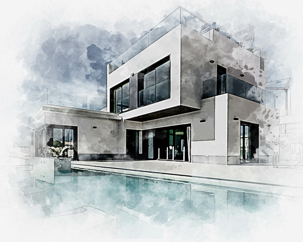 House Watercolor Painting Effect - MasterBundles