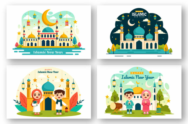 12 Happy Islamic New Year Illustration - MasterBundles
