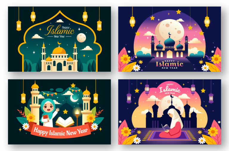 12 Happy Islamic New Year Illustration - MasterBundles