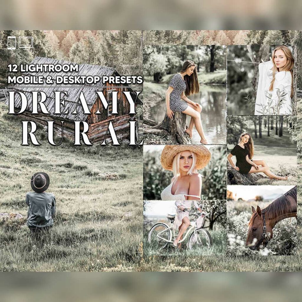 12 Dreamy Rural Lightroom Presets, Rustic Mobile Preset, Bright Desktop LR Filter DNG Lifestyle ...