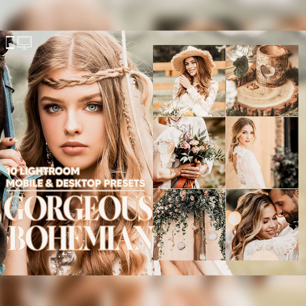 10 Gorgeous Bohemian Lightroom Presets, Bright Wedding Mobile Preset ...