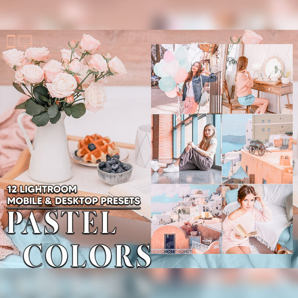 12 Pastel Colors Lightroom Presets, Bright Soft Mobile Preset, Spring ...