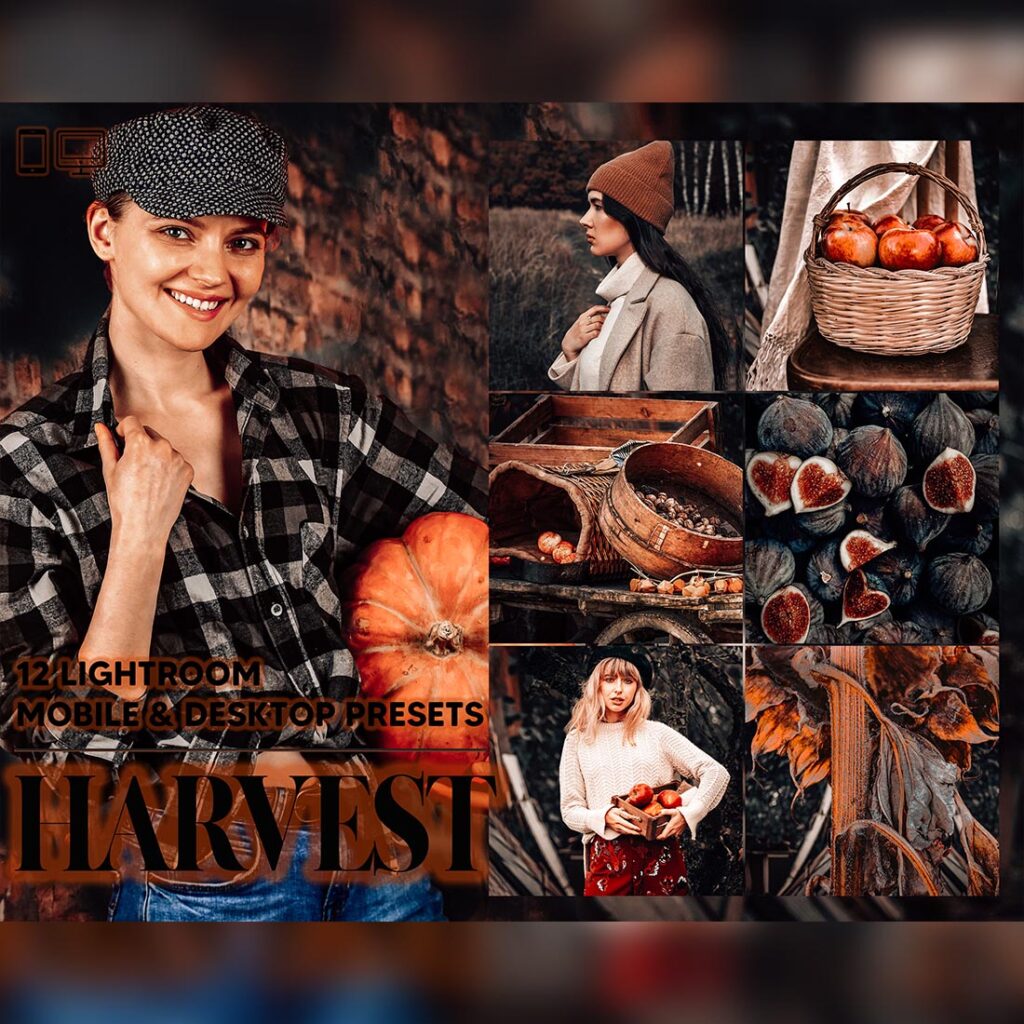 12 Harvest Lightroom Presets, Autumn Mobile Preset, Moody Fall Desktop ...
