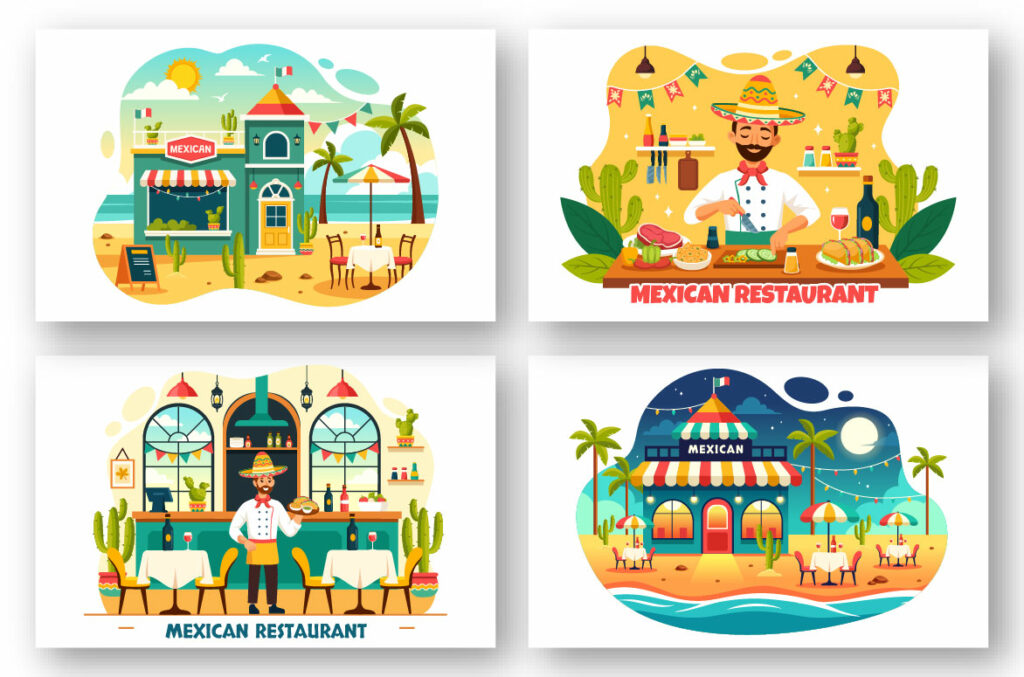 9 Mexican Food Restaurant Illustration - MasterBundles