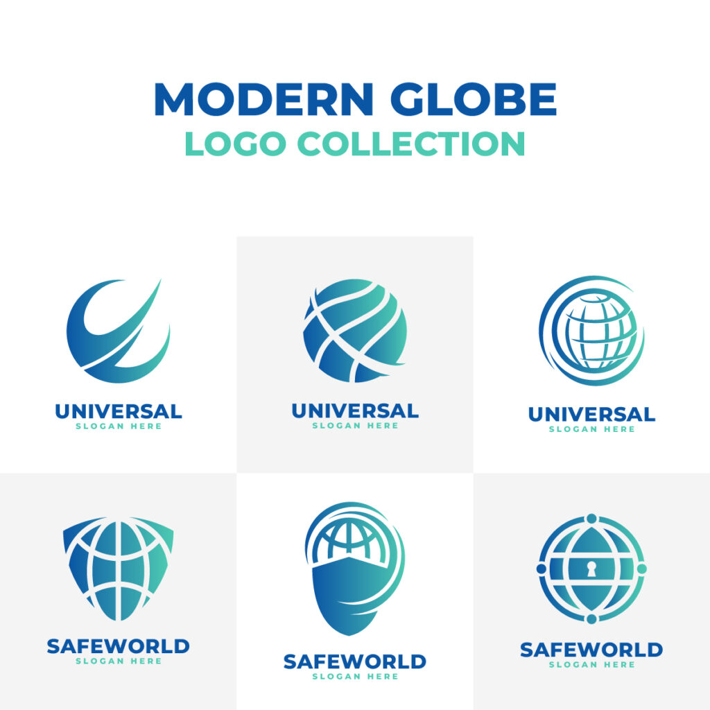 Modern Gradient Globe Logo Collection - MasterBundles