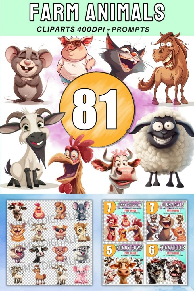 Farm Animal Clipart Bundle Farm Animal png - MasterBundles