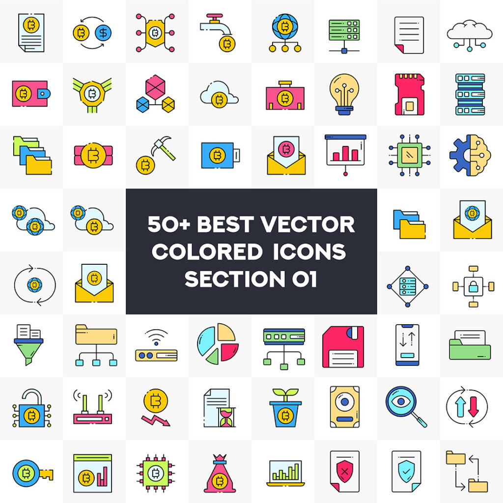 50+ Best Vector Colored icons collection set - MasterBundles