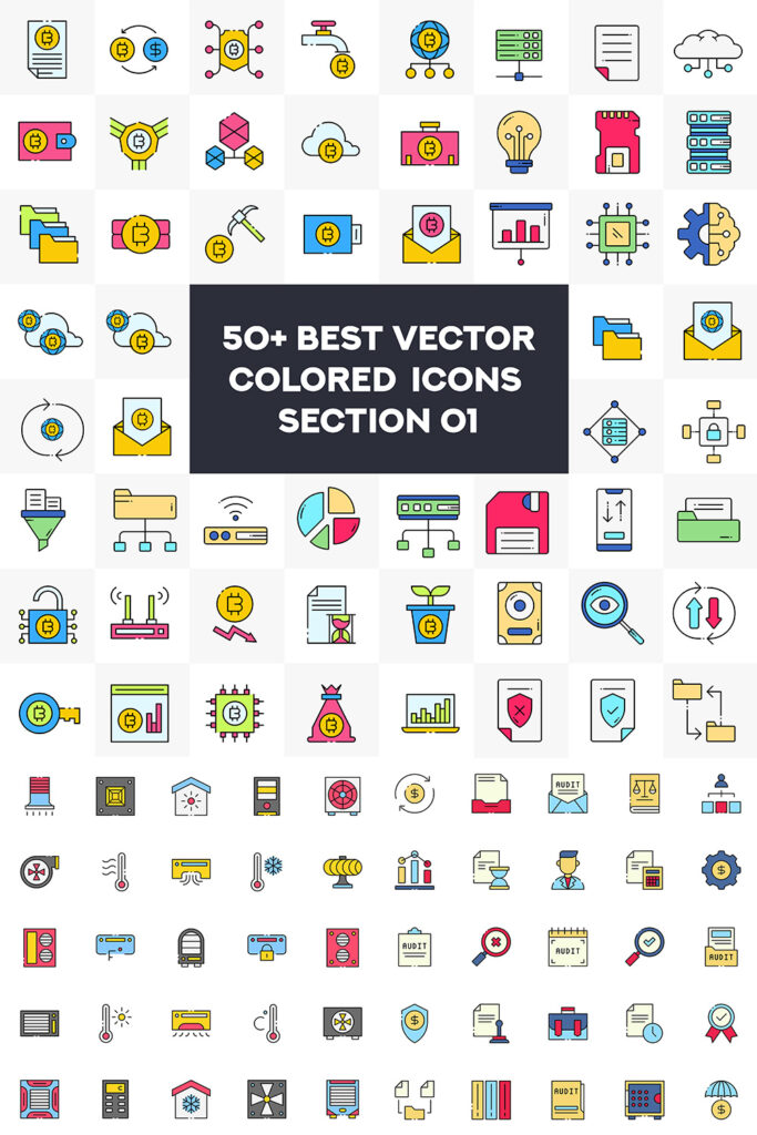 50+ Best Vector Colored icons collection set - MasterBundles
