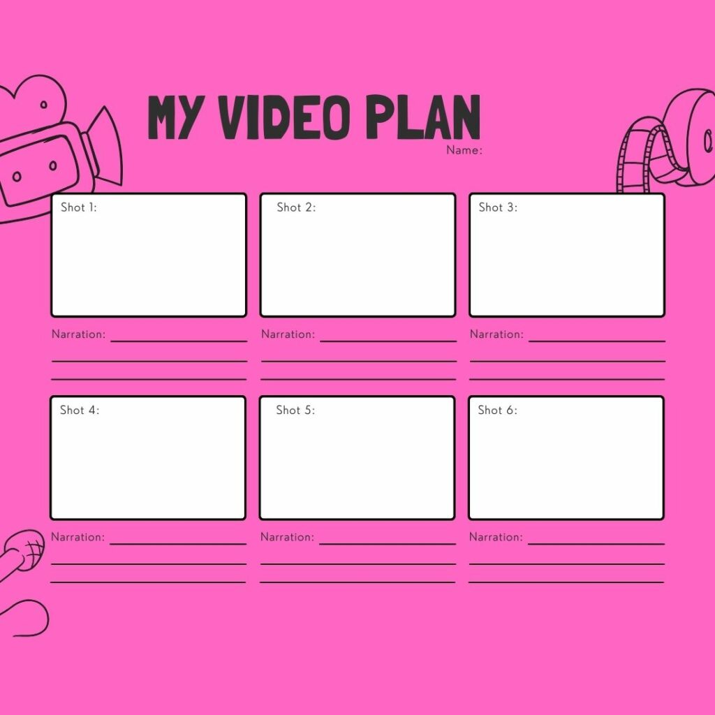 Video Story Board Planner Template for Video Planner,Storyboard ...