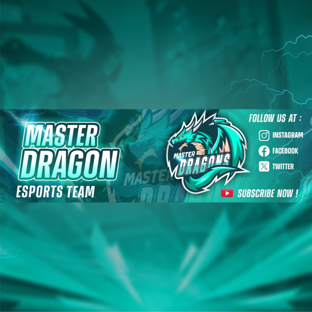 Attractive gaming logo and banner named Master Dragons! - MasterBundles