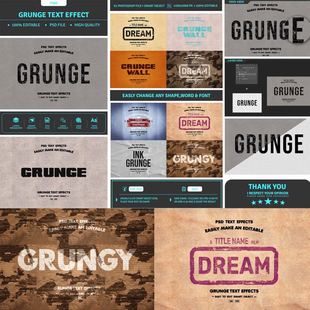 Grunge Text Effect On Texture Mockup - MasterBundles