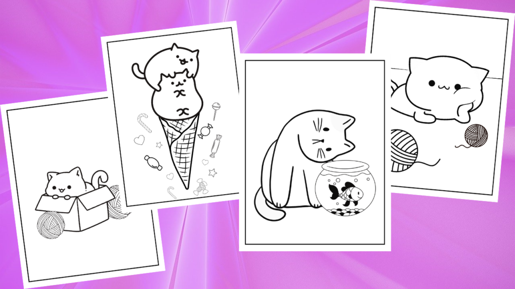 Cute & Kawaii Cats Coloring Book for Kids - MasterBundles