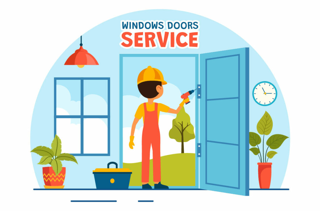 9 Windows and Doors Service Illustration - MasterBundles