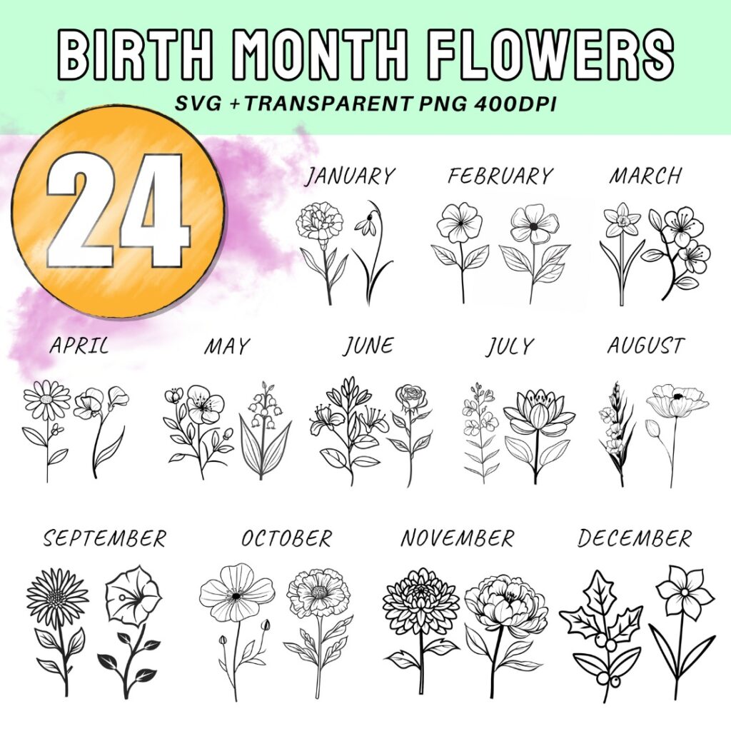 BirthMonth PNG Bundle Birth Month Svg - MasterBundles