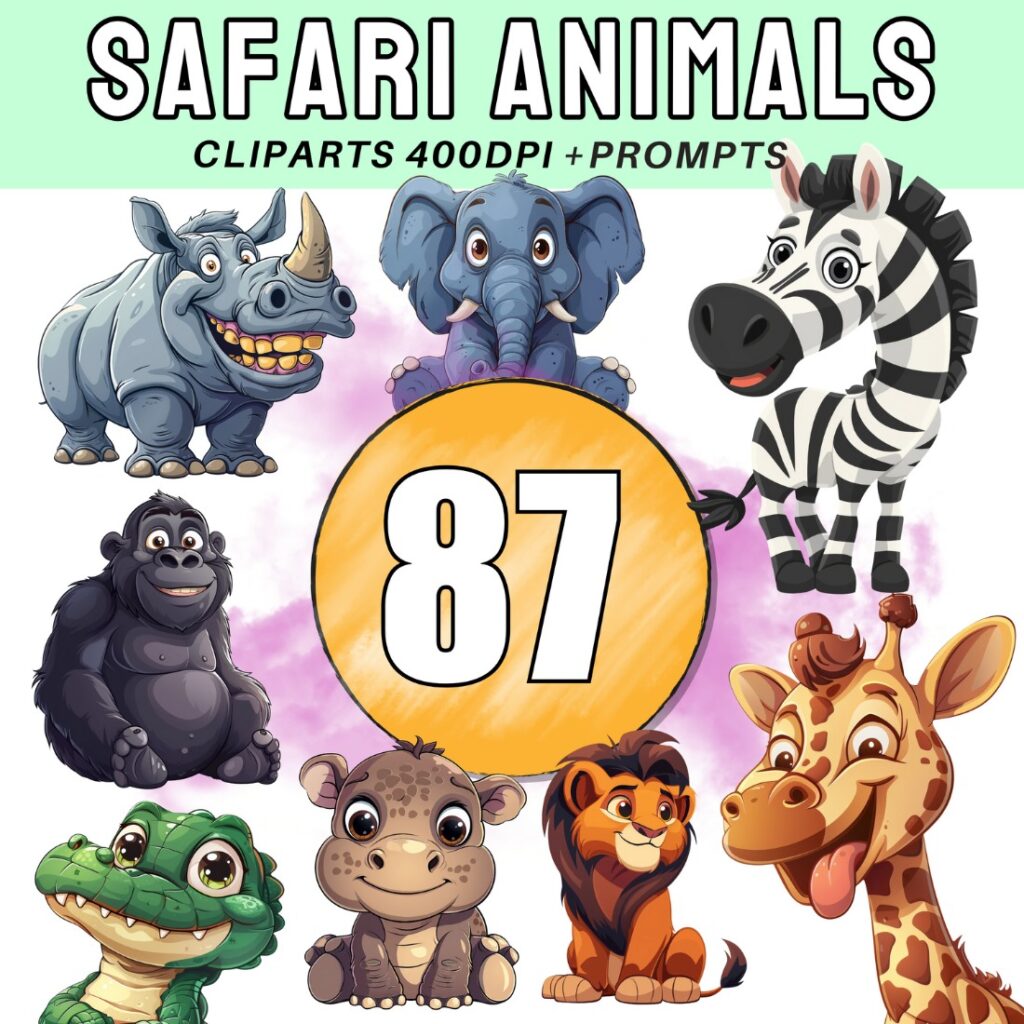 Safari Animal Clipart Bundle Safari Animal Png - MasterBundles