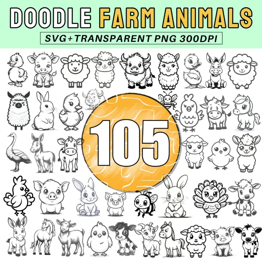 Animal Doodle Svg Baby Animals Clipart svg - MasterBundles