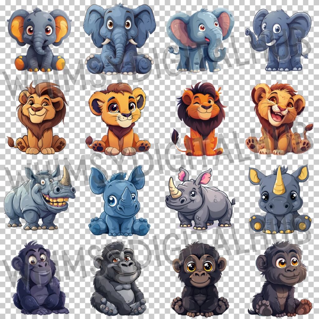 Safari Animal Clipart Bundle Safari Animal Png - MasterBundles
