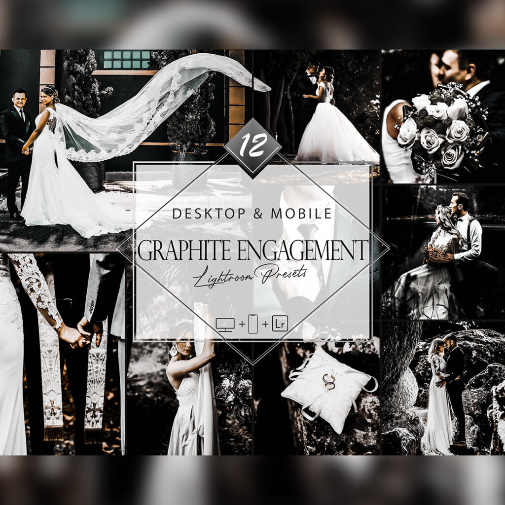 12 Graphite Engagement Lightroom Presets, Wedding Mobile Preset, Monocolor Moody Desktop LR ...