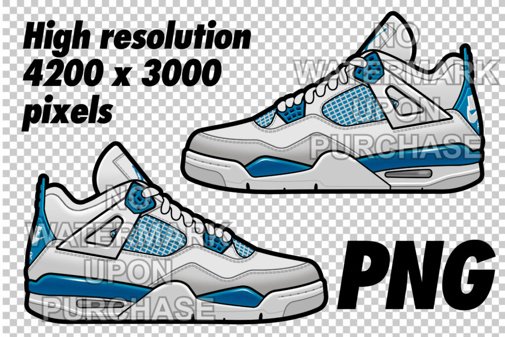 Side View Pack Air Jordan 4 Military Blue JPEG PNG SVG digital sneaker ...