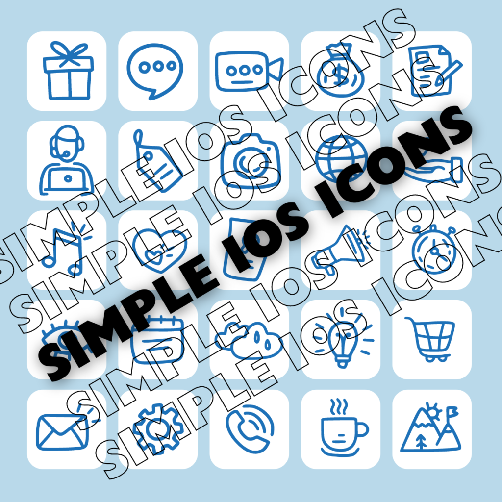 Blue White Cute Simple Doodle iOS Icon - MasterBundles