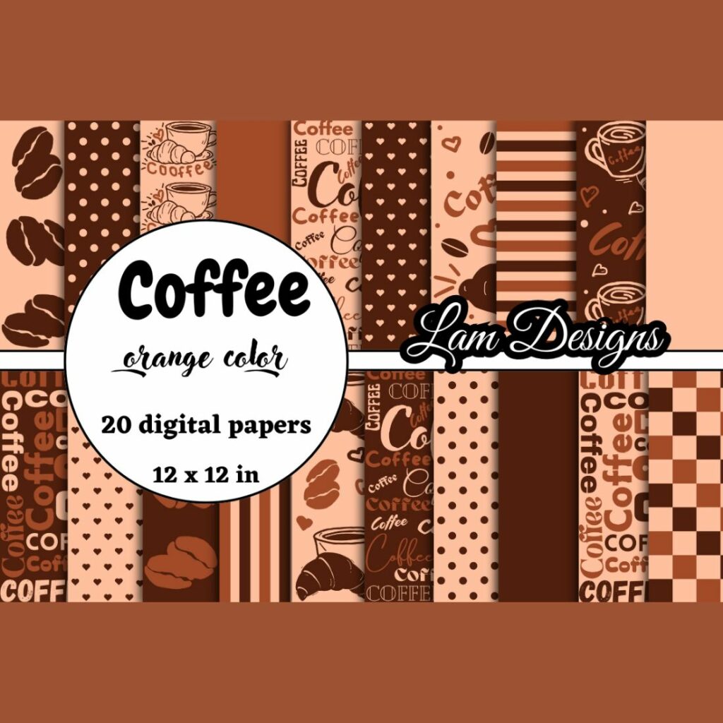 hand-drawn coffee digital papers - MasterBundles