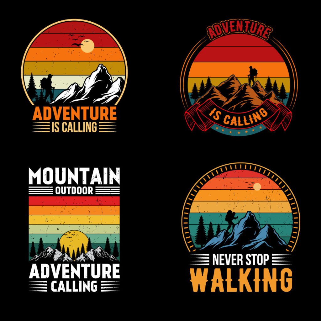 Adventure Mountain Outdoor Hiking Custom T-Shirt Designs. - MasterBundles