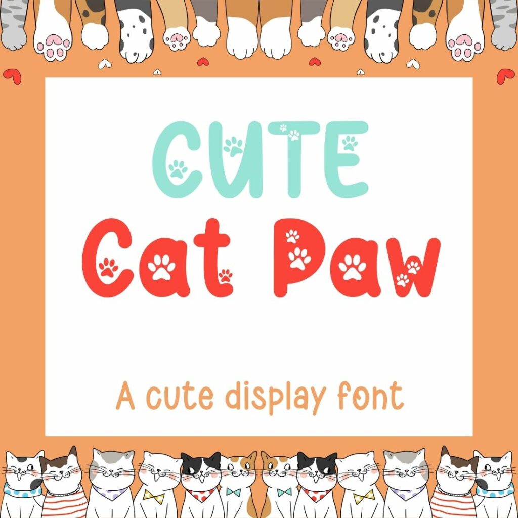 Cute Cat Paw- Display Font - MasterBundles