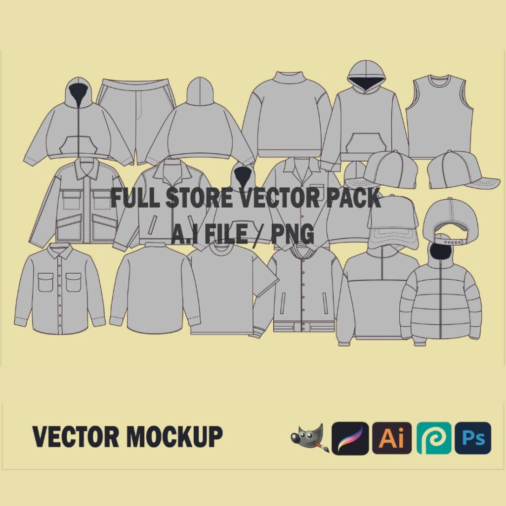 Streetwear Vector Mockup Pack Streetwear Mockup Template Pack Bundle ...